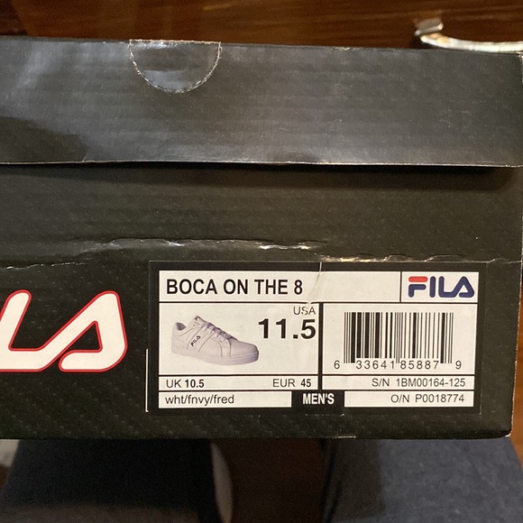 Fila | Shoes | Fila Boca On The 8 Triple White Navy Red Logo Sneakers ...